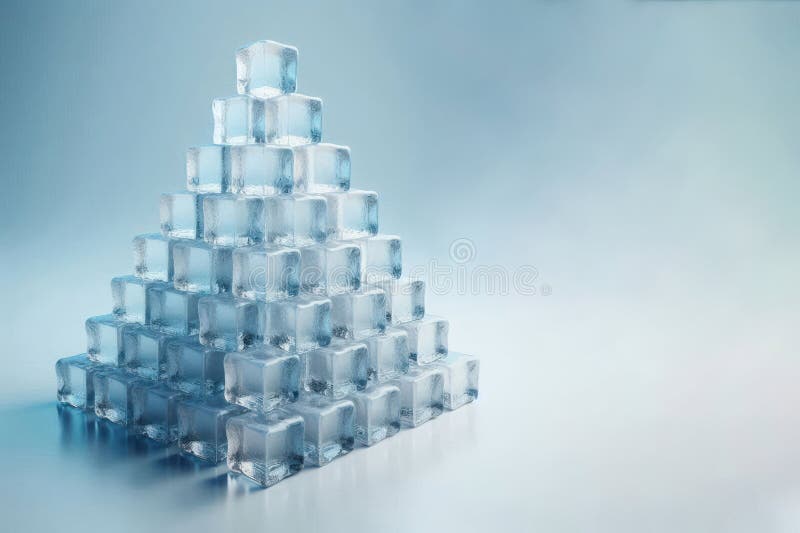 A Pyramid of Transparent Ice Cubes. Space for Text. Stock Image - Image ...