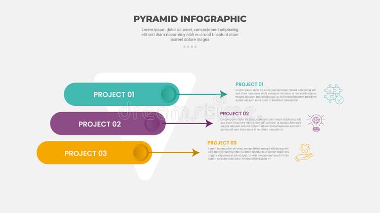 Pyramid or Triangle Shape Infographic Outline Style with 3 Point ...