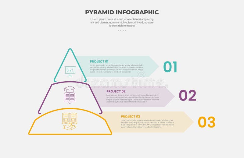 Pyramid or Triangle Shape Infographic Outline Style with 3 Point ...