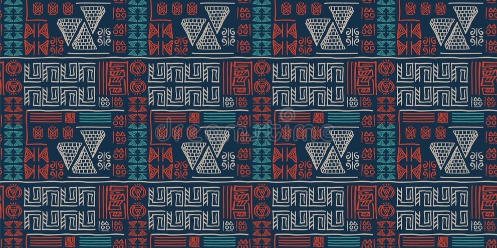 Tribal Pattern Vector. Seamless Ethnic Handmade with Stripes Vector ...