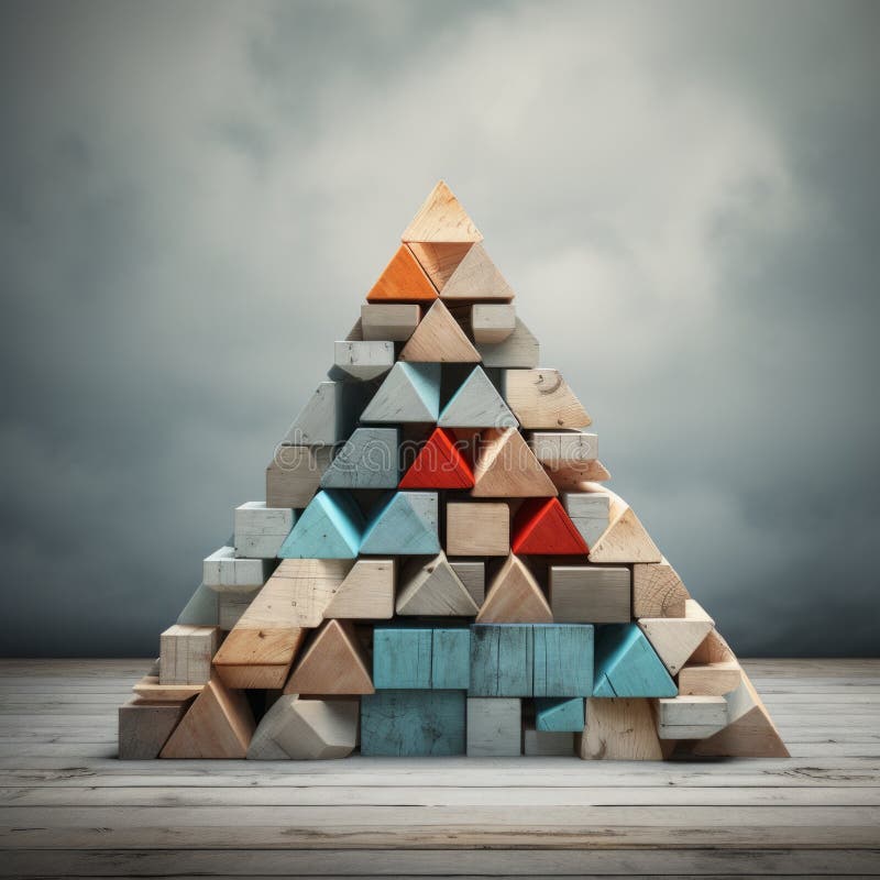 A pyramid of wooden blocks stock illustration. Illustration of wood ...