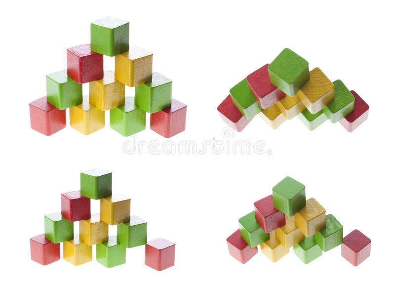 Pyramid with wooden cubes stock photo. Image of ideas - 24712414