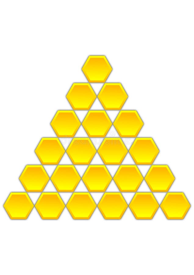 Pyramid of yellow hexagons stock illustration. Illustration of fantasy ...