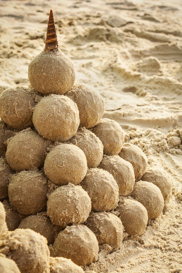 Sandcastle with Seashell on the Beach Stock Image - Image of summer ...