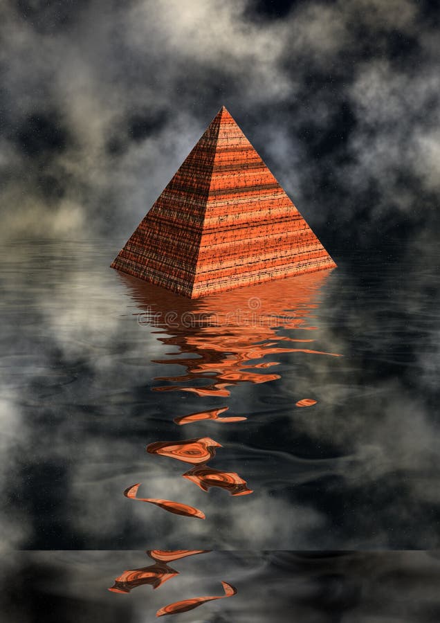Pyramide und Wasser stock abbildung. Illustration von geheimnisvoll ...