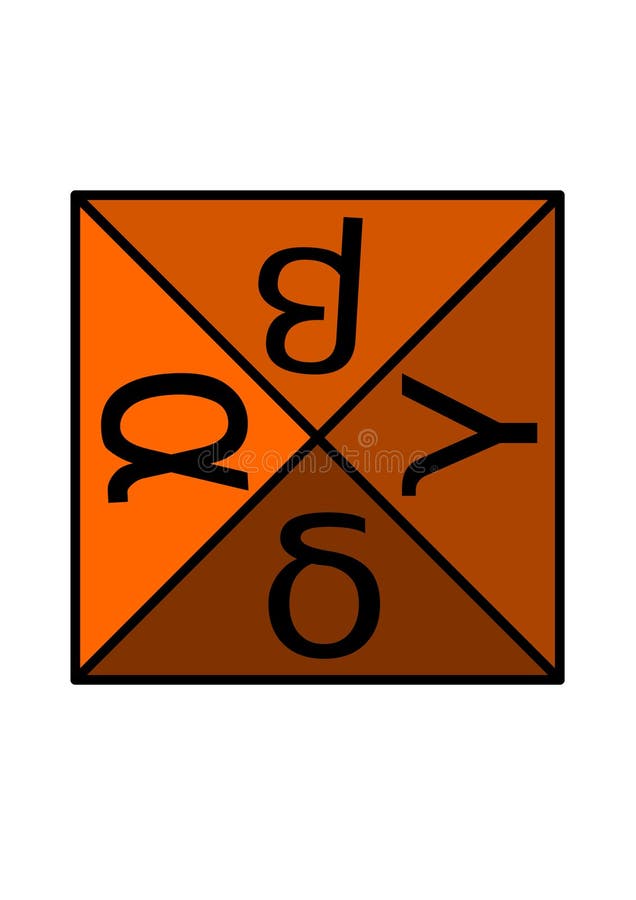 Pyramide in Orange with Greek Alphabet, Alpha, Beta, Gama, Delta Stock ...