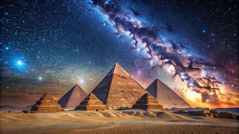 The Pyramids Bathed in Cosmic Light AI Generated Stock Illustration ...