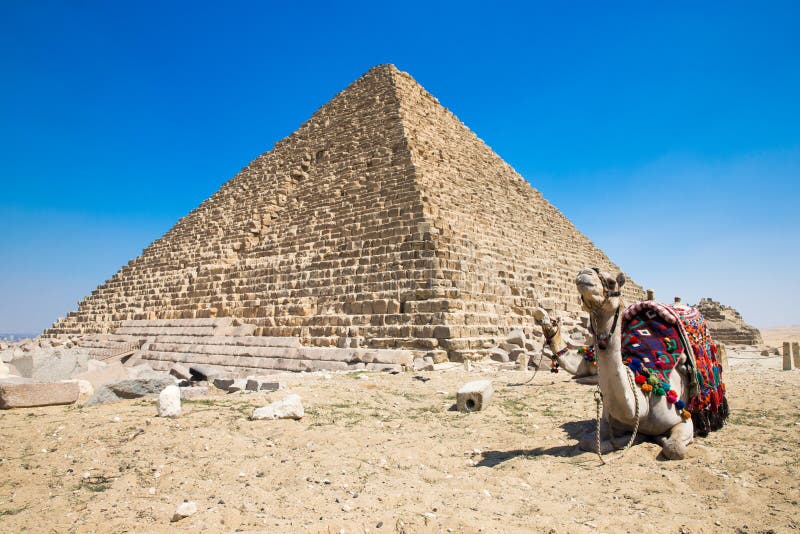 Pyramids with a Beautiful Sky of Giza in Cairo Stock Photo - Image of ...