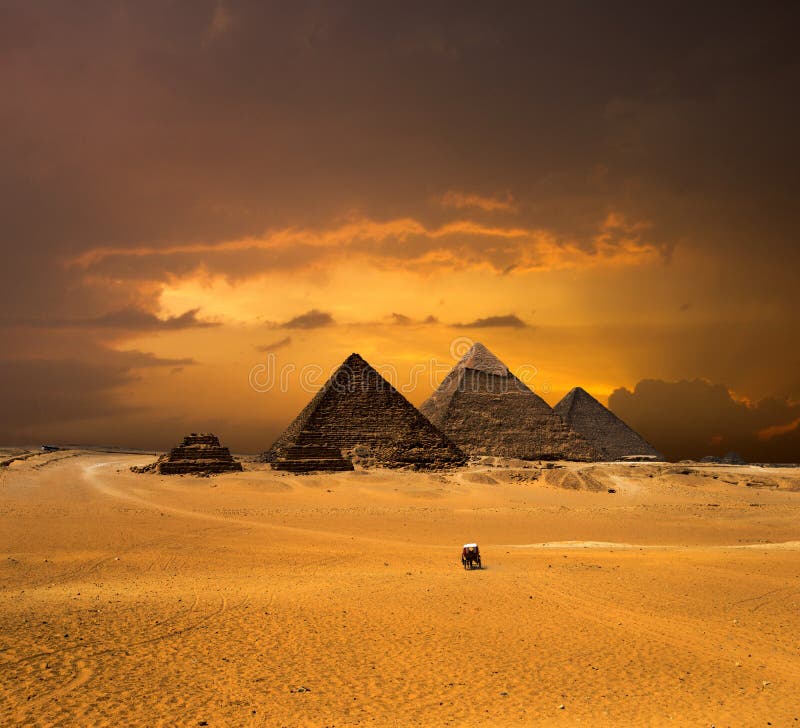 Pyramids with a Beautiful Sky of Giza in Cairo Stock Photo - Image of ...