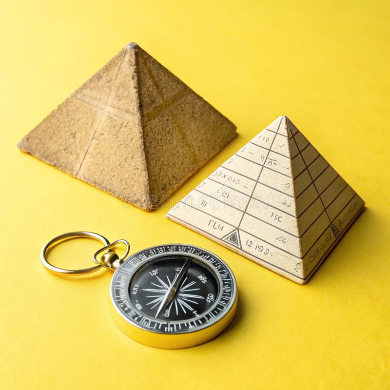 Pyramids and Compass on Yellow Background Stock Illustration ...