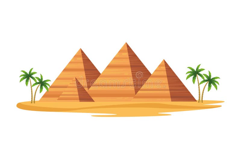 Pyramids desert scene stock vector. Illustration of monument - 220344280