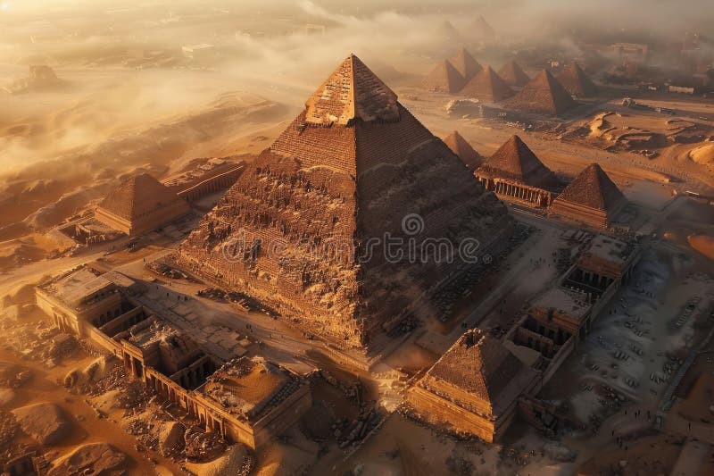 The Pyramids of Egypt are Shown in a Panoramic View from Above Stock ...