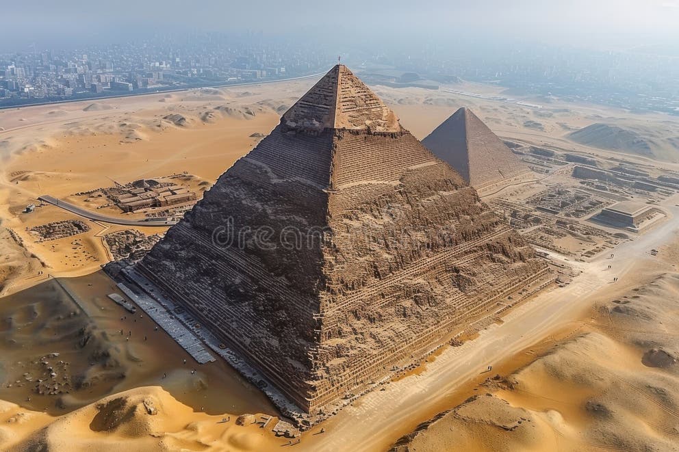 The Pyramids of Egypt are Shown in a Panoramic View from Above Stock ...