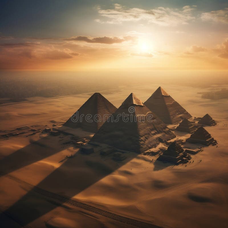 The Pyramids in Egypt at Sunset - Landscape Photography Stock Image ...