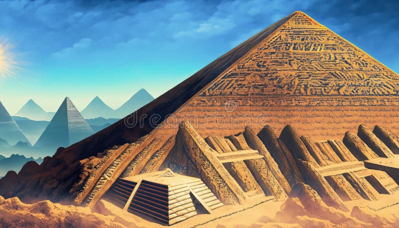 Pyramids in fantasy style stock illustration. Illustration of building ...