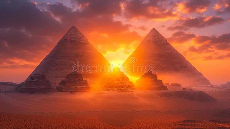 Pyramids of Giza stock illustration. Illustration of ancient - 305615656