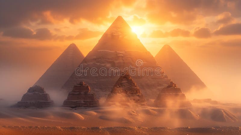 Pyramids of Giza stock illustration. Illustration of cairo - 305615698