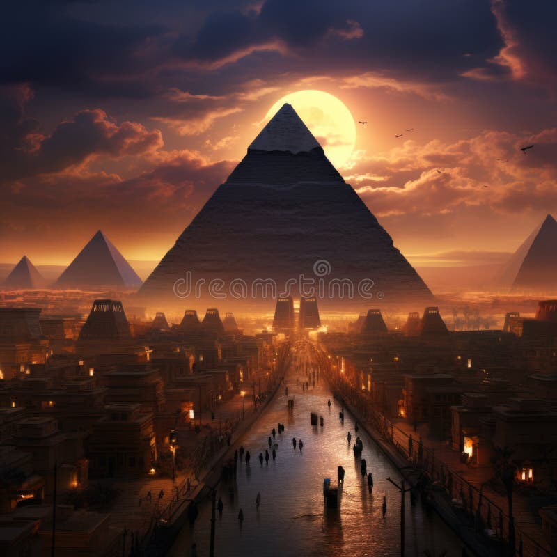 Pyramids of giza city stock illustration. Illustration of ancient ...