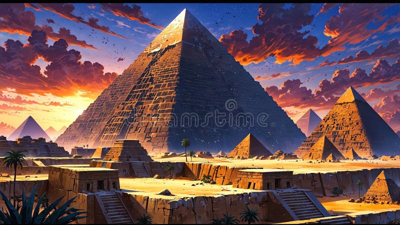 Pyramids of Giza Egypt Anime Style Stunning Aesthetic Ai Generated ...