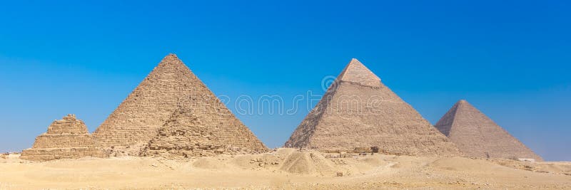 The Pyramids at Giza in Egypt. Web Banner in Panoramic View Stock Image ...