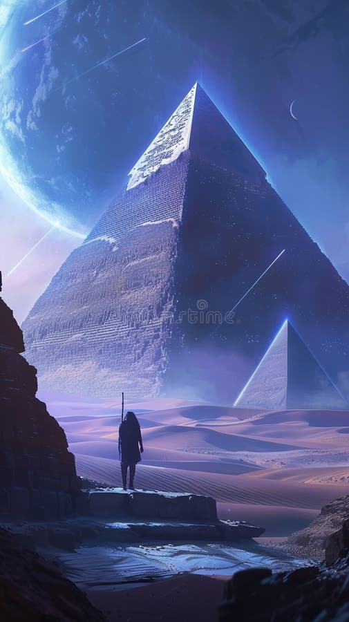 Pyramids of Giza in a Futuristic Era Stock Illustration - Illustration ...