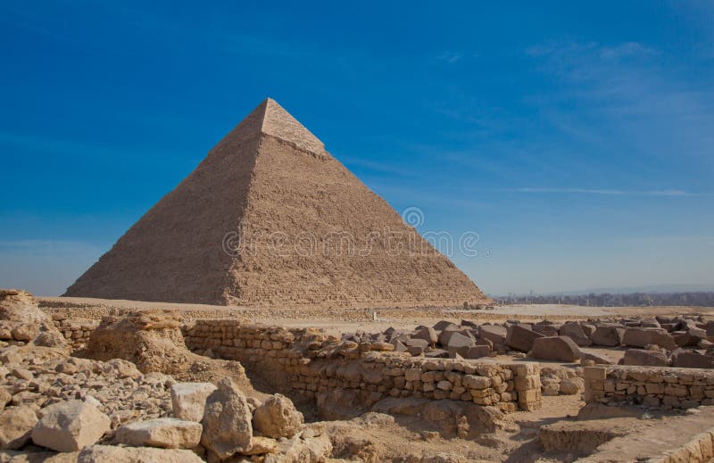 Front View of Great Pyramid with Rocks Stock Photo - Image of ...