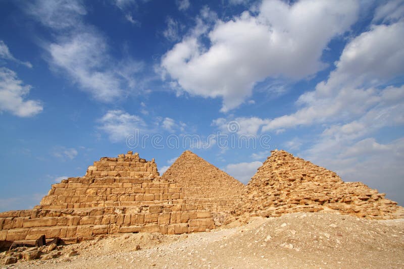 Pyramids of Giza with Nice Blue Sky Stock Image - Image of destination ...