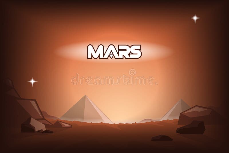 Pyramids on Mars. stock vector. Illustration of landscape - 129613694