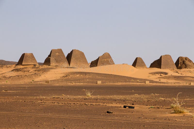 Pyramids of Meroe in the Sahara of Sudan Stock Image - Image of world ...