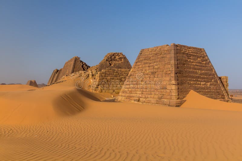 Pyramids of Meroe Located in a Desert of Sud Stock Image - Image of ...