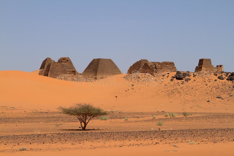 Pyramids of Meroe in the Sahara of Sudan Stock Photo - Image of kingdom ...