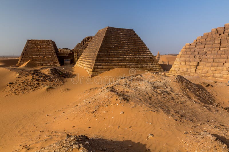 Pyramids of Meroe in Sud stock image. Image of heritage - 259616779