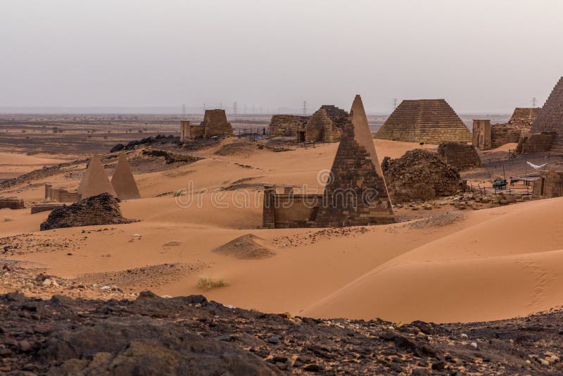 Pyramids of Meroe in Sud stock image. Image of ancient - 259617095