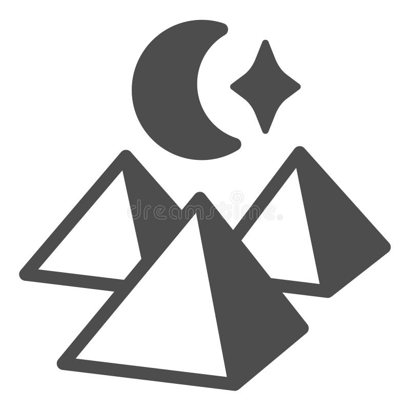 Pyramids with Moon and Stars Solid Icon, Egyptian History Concept ...