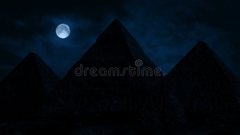 Pyramids at Night with Moon Overhead Stock Footage - Video of pyramids ...