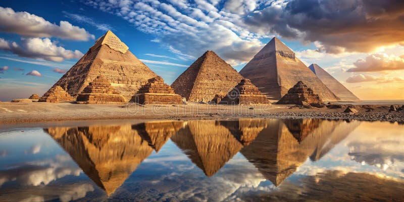 Pyramids Pierce the Heavens Echoing Ancient Pharaohs Glory Generative ...