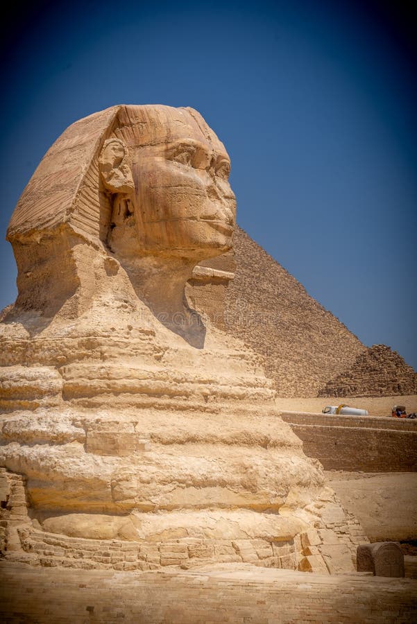 Pyramids and Sphinx of Giza in Cairo Archaeological Site. Stock Image ...