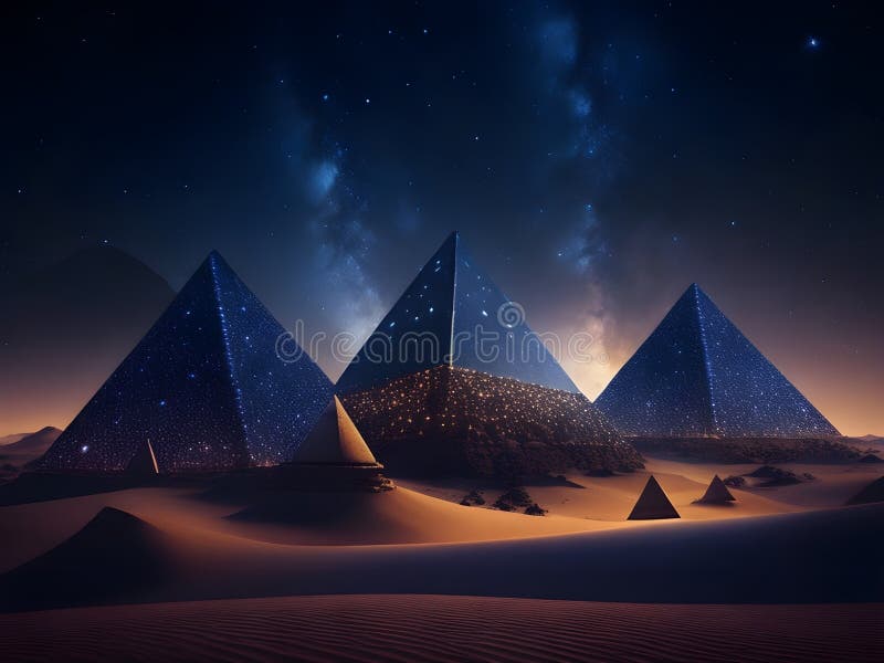 Pyramids with the Stars in the Background Stock Illustration ...