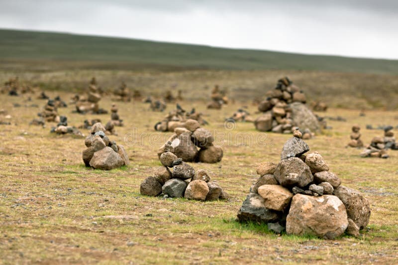 Pyramids from Stones, Iceland Stock Photo - Image of grey, landscape ...