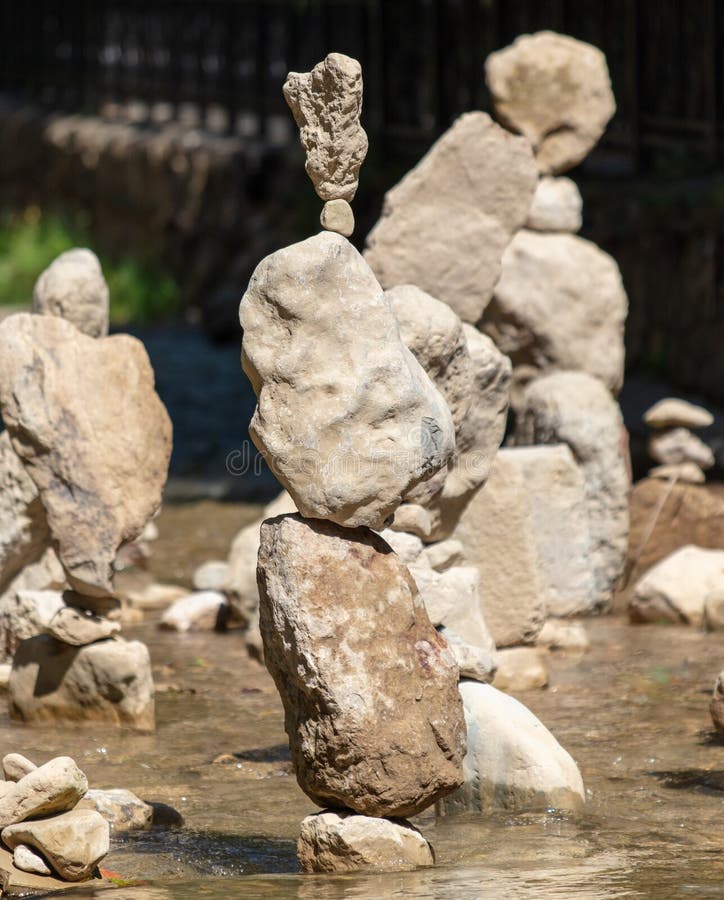 Pyramids of Stones on the River Stock Image - Image of concept, outdoor ...
