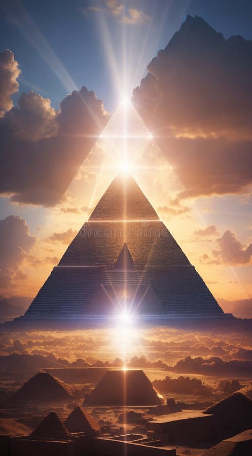 Pyramids in the Sunset, Abstract Pyramid Background Stock Illustration ...