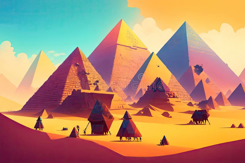 The Pyramids in Their Original Looks Design Art. Ai Generative Stock ...