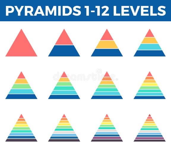 Pyramids, Triangles with 1 - 12 Steps, Levels. Stock Vector ...