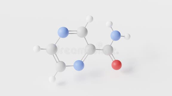 Pyrazinamide Molecule 3d, Molecular Structure, Ball and Stick Model ...