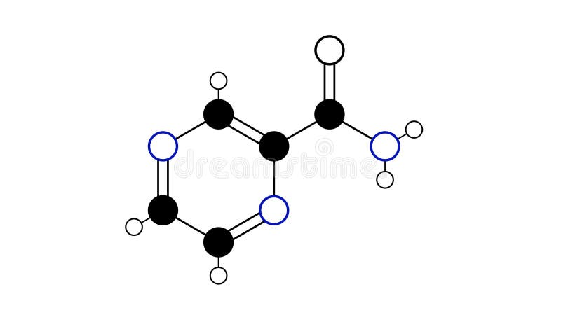 Pyrazinamide Molecule, Structural Chemical Formula, Ball-and-stick ...