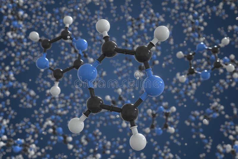 Pyrazine Molecule, Ball-and-stick Molecular Model. Chemical 3d ...