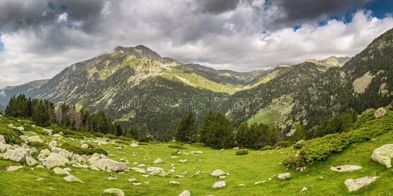 Pyrenees Mountains Panoramic Landscape Stock Image - Image of rock ...