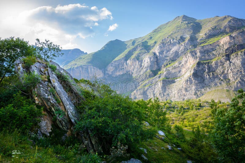 Pyrenees peaks stock image. Image of beautiful, trees - 65937017