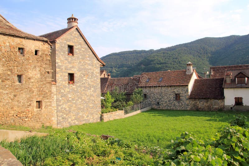 Pyrenees Stone Houses in Anso Valley Huesca Stock Photo - Image of ...