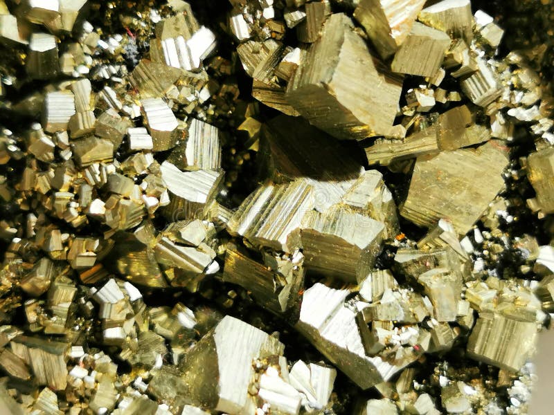Texture of Pyrite Crystal in Quartz Stock Image - Image of gold ...